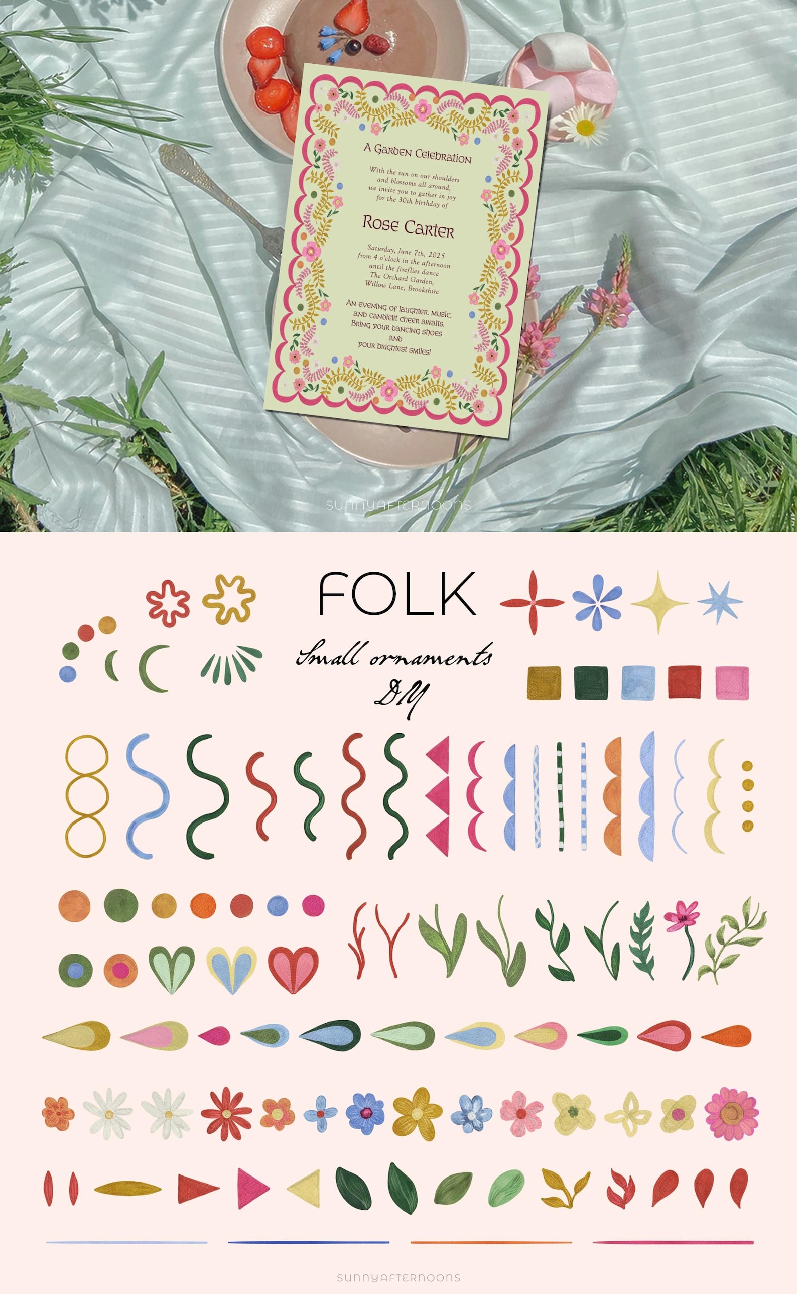 Folk Art Clipart, Whimsy Folklore Frames PNG, Quirky Botanic Folkart ...