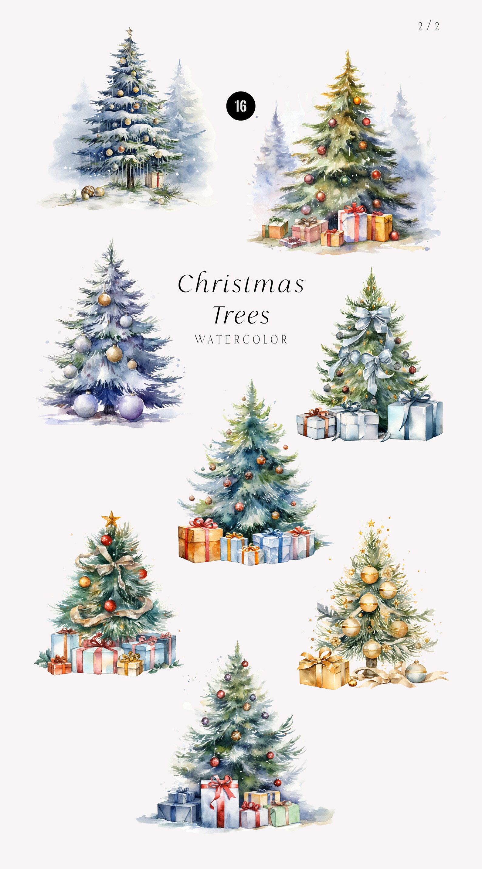 Watercolor Winter Clipart - Watercolor Christmas Tree - Watercolor ...