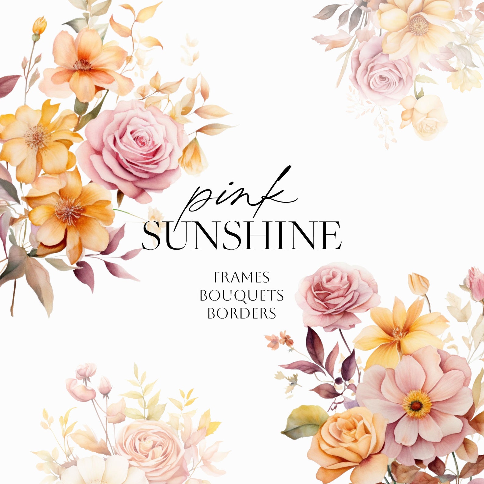 Watercolor Flowers Clipart - Summer Floral Clipart Png - Neutral ...