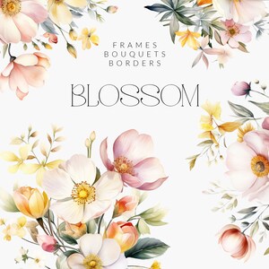 Watercolor Flowers Clipart - Spring Floral Clipart Png - Neutral ...