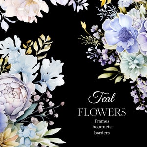 Watercolor Flowers Clipart - Blue Floral Clipart Png - Delicate Flowers ...