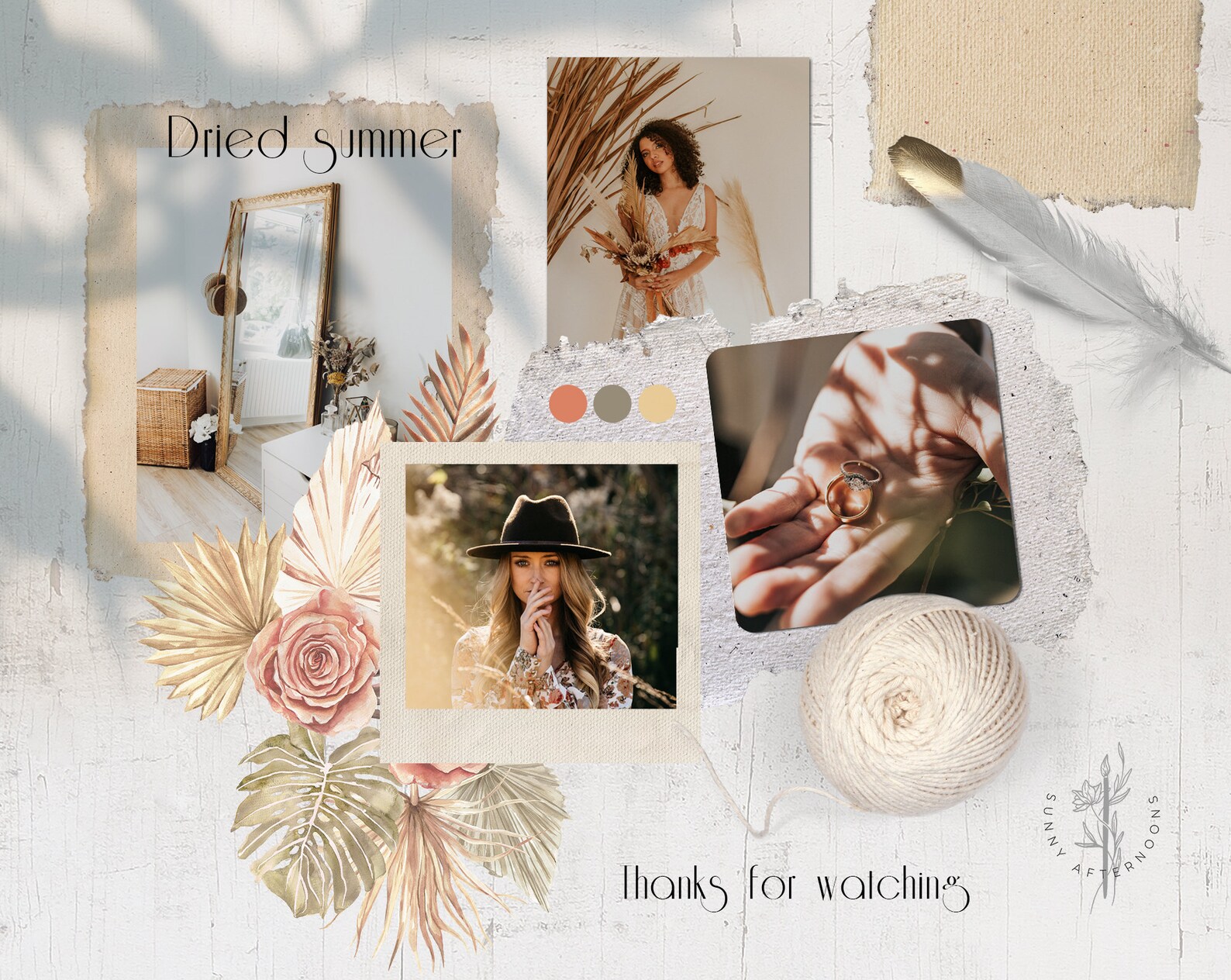 Watercolor Boho Floral Alphabet Flowers and Dried Palm - Etsy