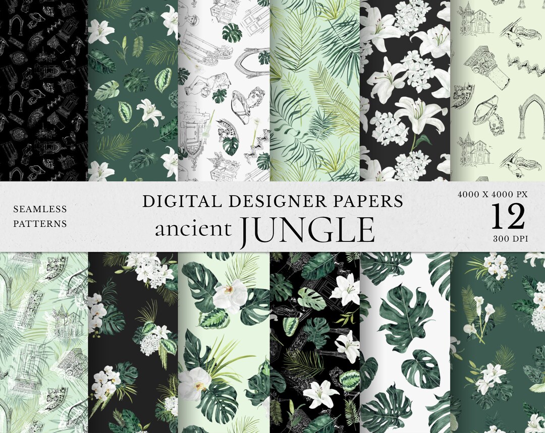 Watercolor Tropical Digital Papers Exotic Clipart Tropical Paper ...