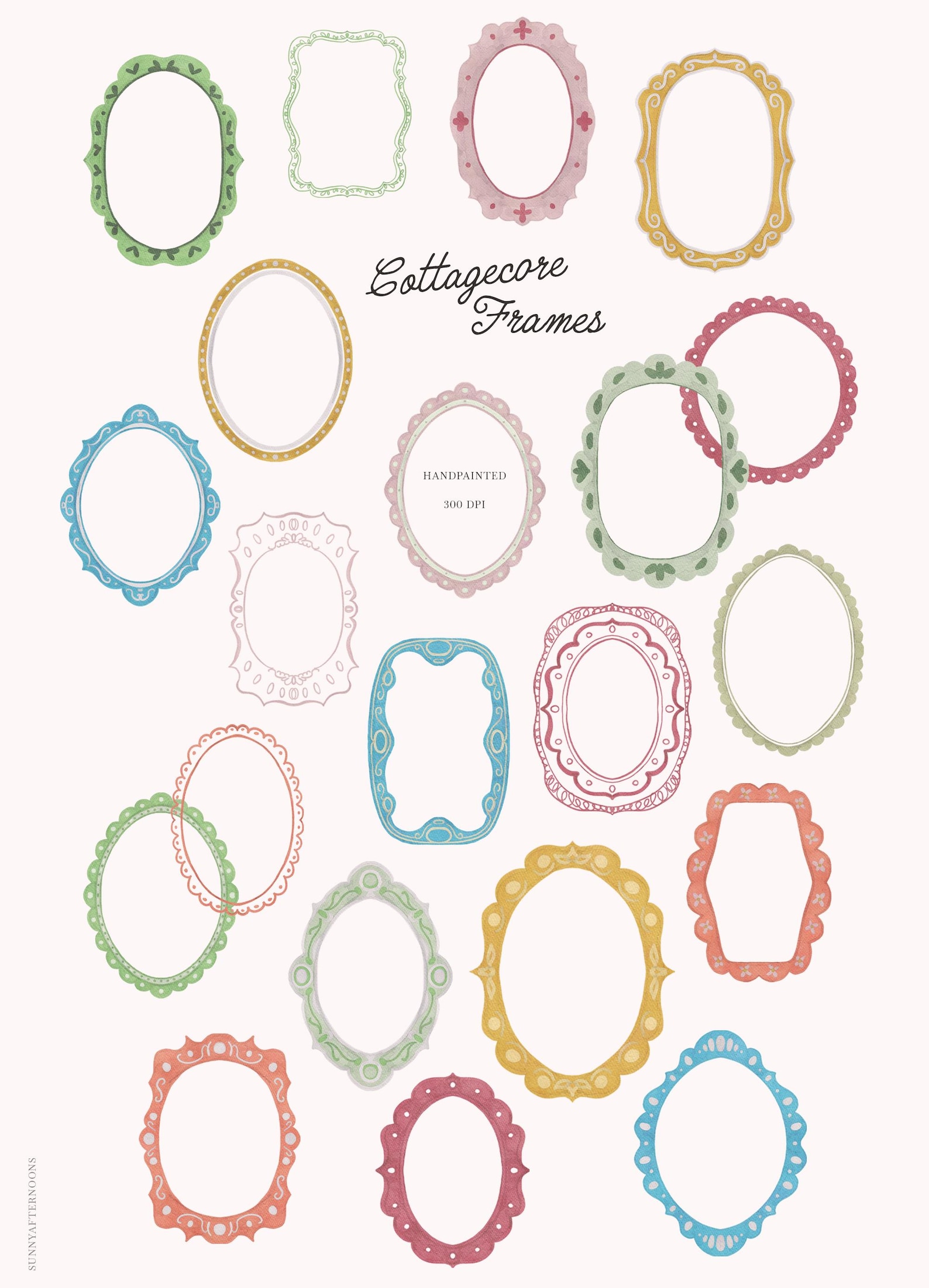 Hand-drawn Cottagecore Frames Clipart, Rustic Frame Clipart, Cottage ...