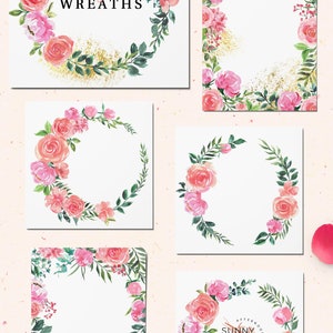 Blush Pink Roses Floral Watercolor Clipart, Alphabet, Frames, Pink ...