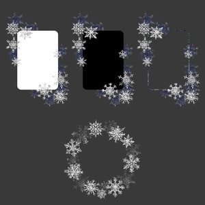 Snowflake Clipart Elements, Silver Snowflakes Lineart, Frosty Snow ...