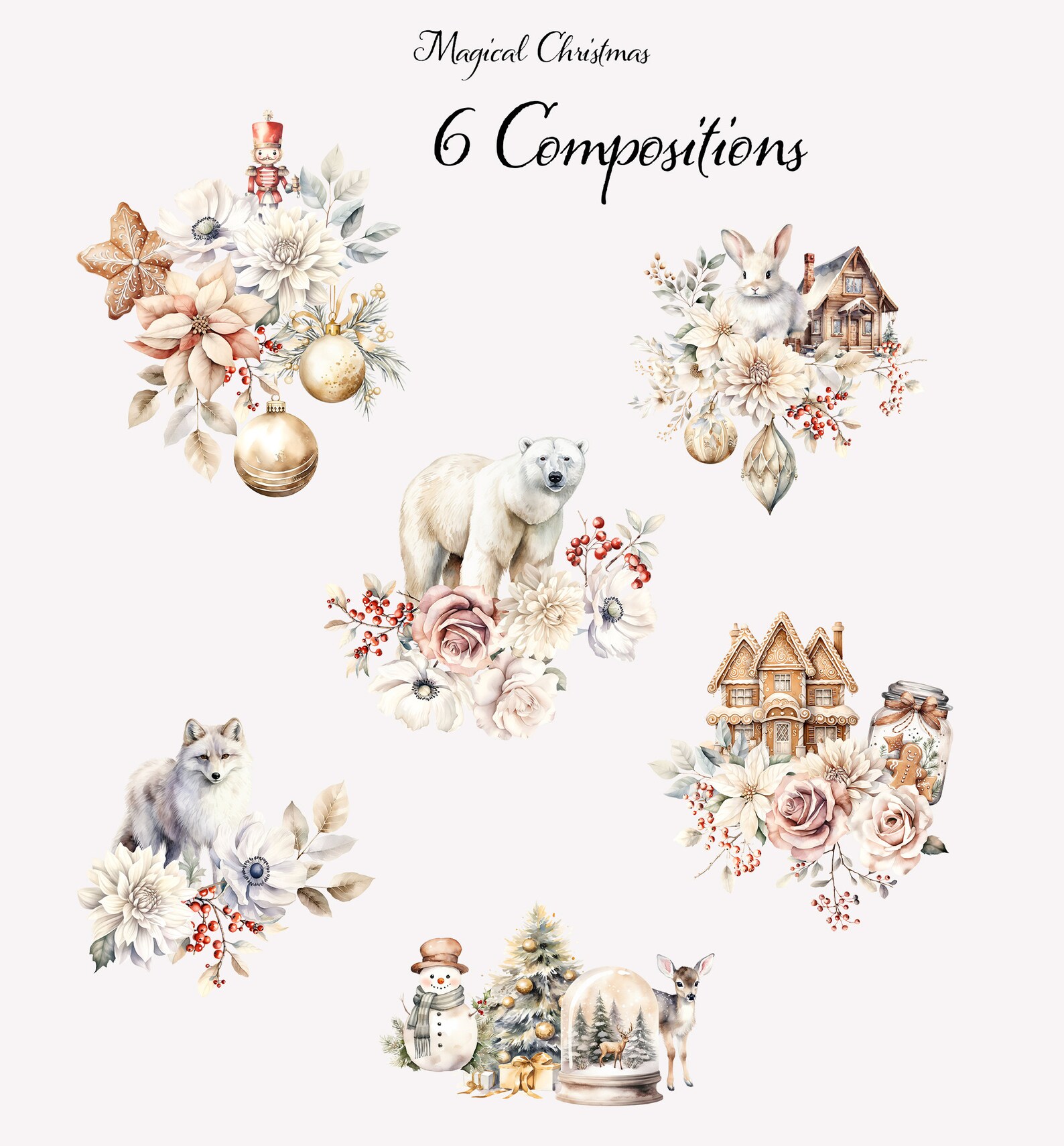 Magic of Christmas Clipart - Christmas Watercolor Clipart - Christmas ...