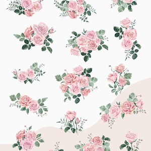 Romantica Blush Vintage Roses, Feminine Floral Watercolor Clipart, Pink ...