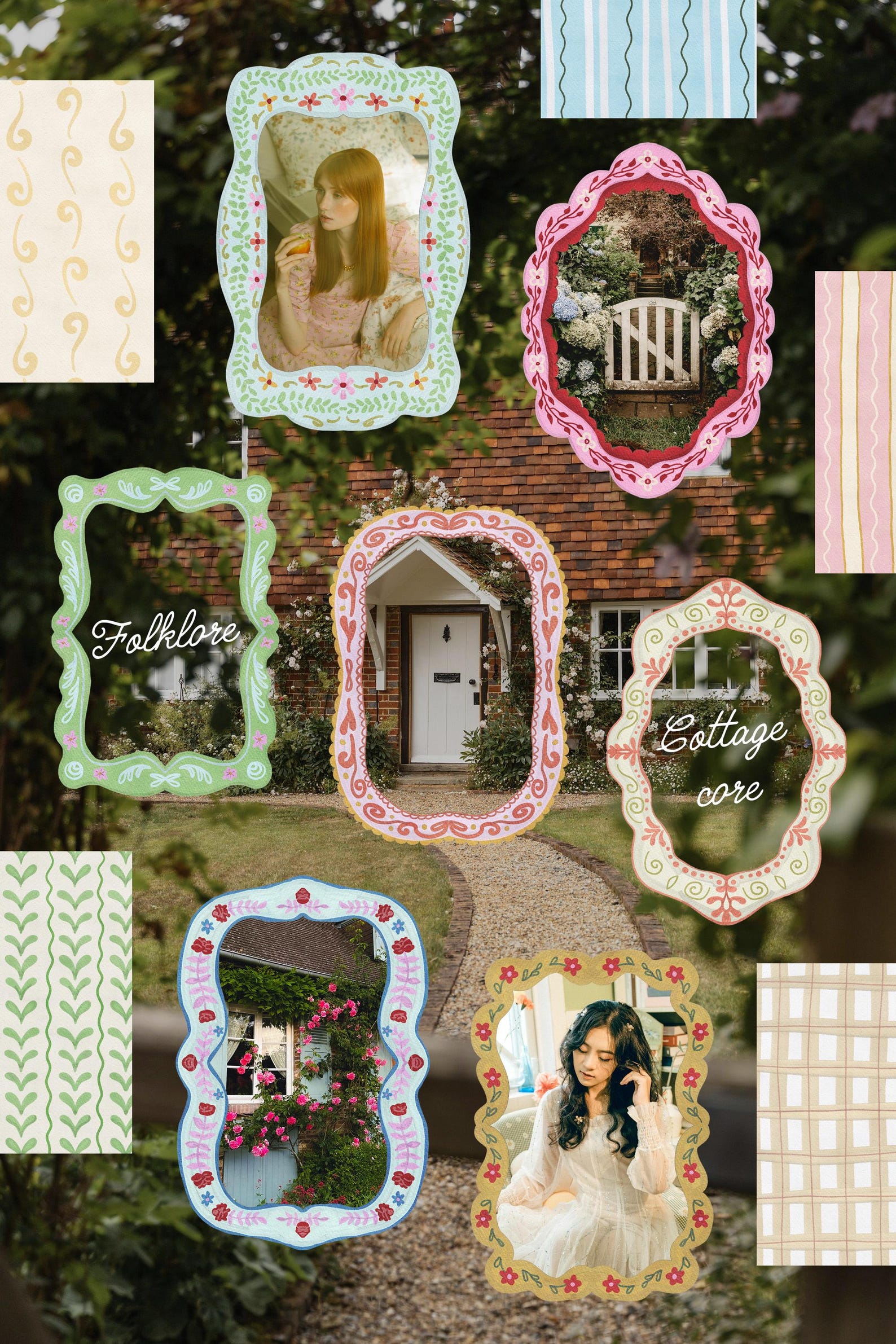 Hand-drawn Folk Frames Clipart, Rustic Frame Clipart, Cottagecore Frame ...
