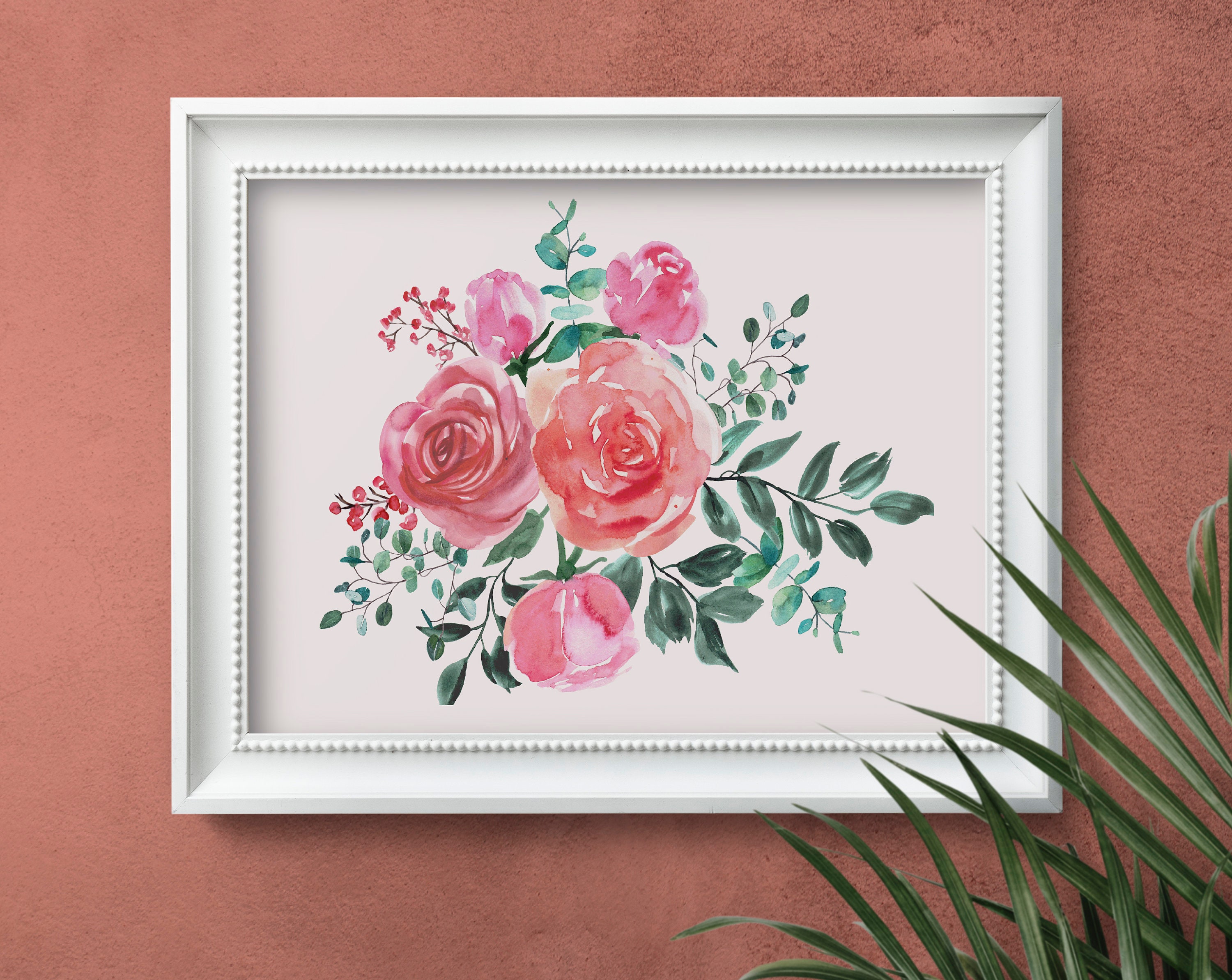 Blush Pink Roses Floral watercolor clipart subtle Bouquet | Etsy