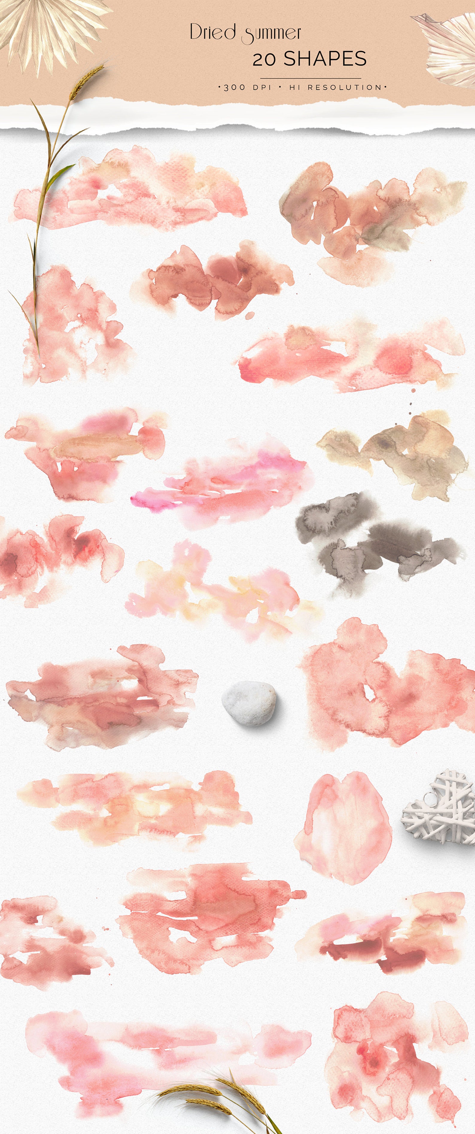 Watercolor Boho Floral Clipart Boho Flowers and Dried Palm - Etsy