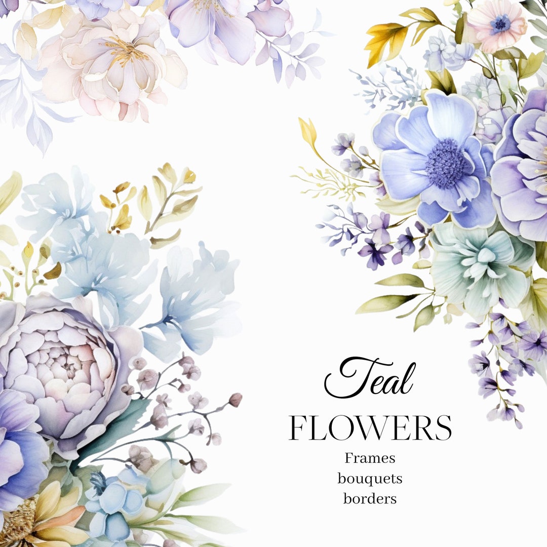 Watercolor Flowers Clipart - Blue Floral Clipart Png - Delicate Flowers ...