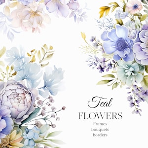 Watercolor Flowers Clipart - Blue Floral Clipart Png - Delicate Flowers ...
