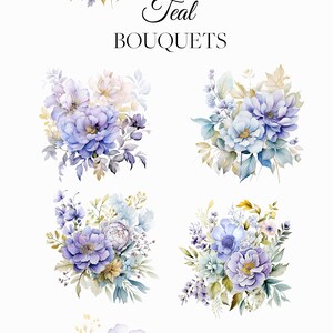 Watercolor Flowers Clipart - Blue Floral Clipart Png - Delicate Flowers ...