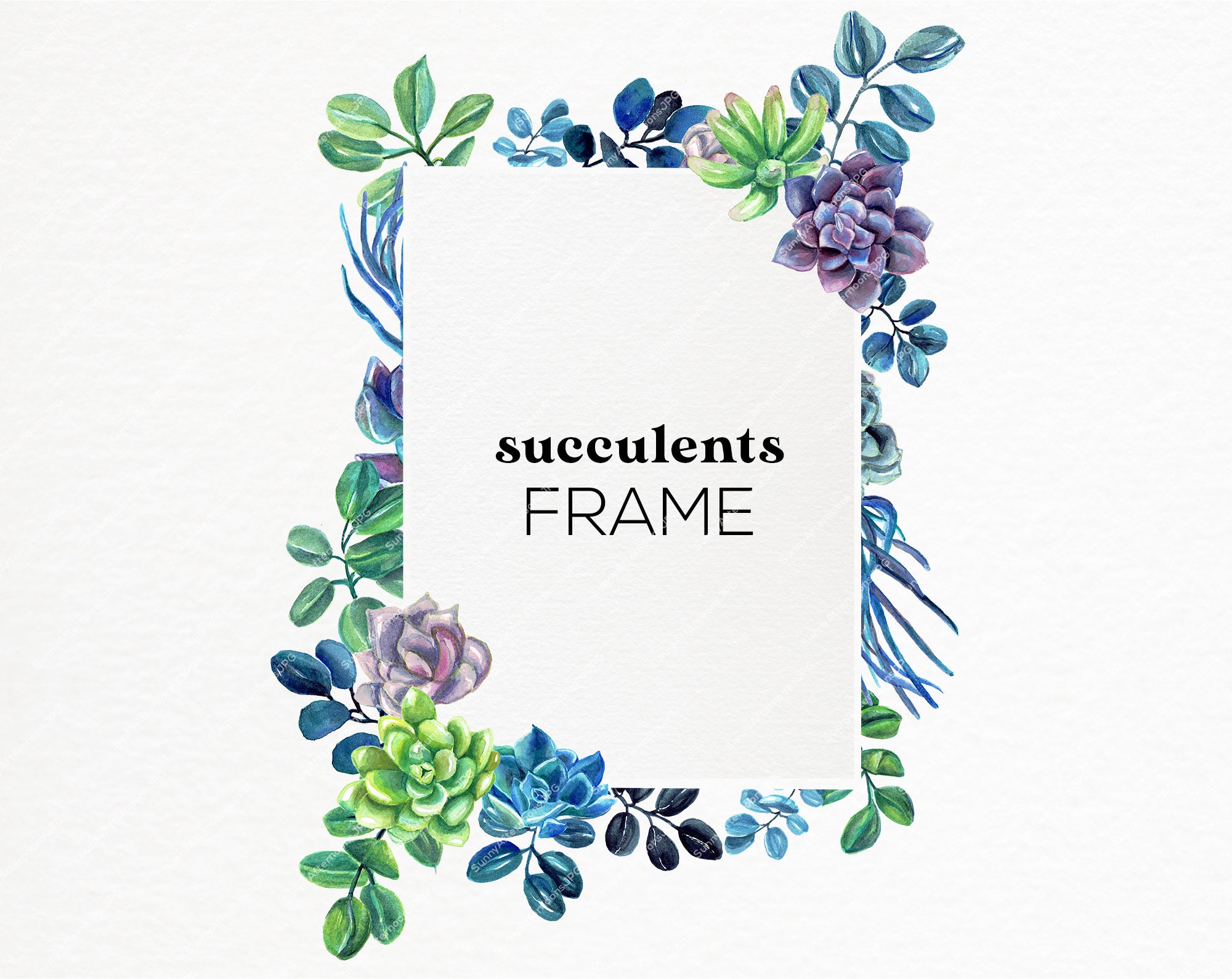 Succulents Watercolor Frame Clipart, Floral Watercolor Succulent Frame ...