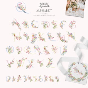 Pastel Floral Alphabet, Regency Era Wedding Monogram, Bridgerton Style ...