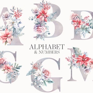 Christmas Charm Winter Watercolor Alphabet Clipart, Pastel Letters ...