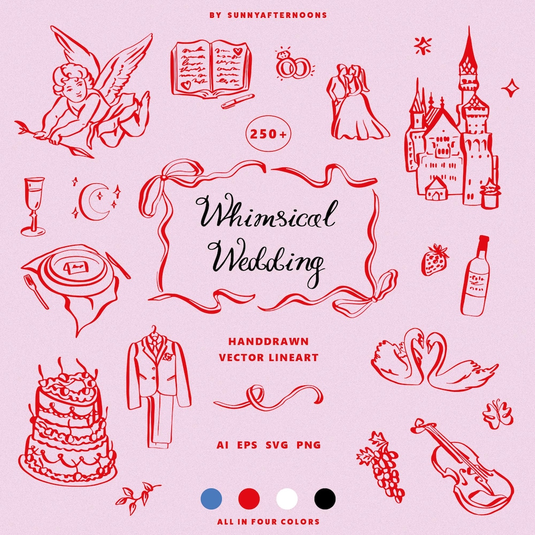 Whimsical Wedding Line Art SVG - Quirky Doodles Dolce Vita Wedding ...