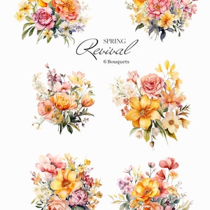 Watercolor Flowers Clipart - Spring Floral Clipart Png - Neutral ...
