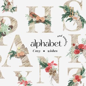 Watercolor Christmas Alphabet, Holidays Letters and Numbers Clipart ...
