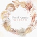 Watercolor Boho Floral Wreath Clipart, Flowers and Dried Palm Leaves ...