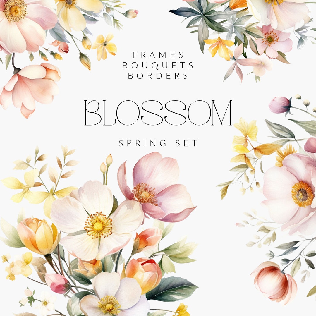 Watercolor Flowers Clipart - Spring Floral Clipart Png - Neutral ...