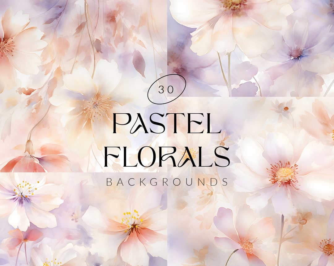 Pastel Floral Backgrounds, Floral Digital Paper Pastel Floral Paper ...