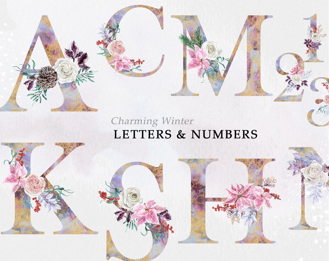 Charming Winter Alphabet Christmas Clipart, Magic Wintery Letters ...