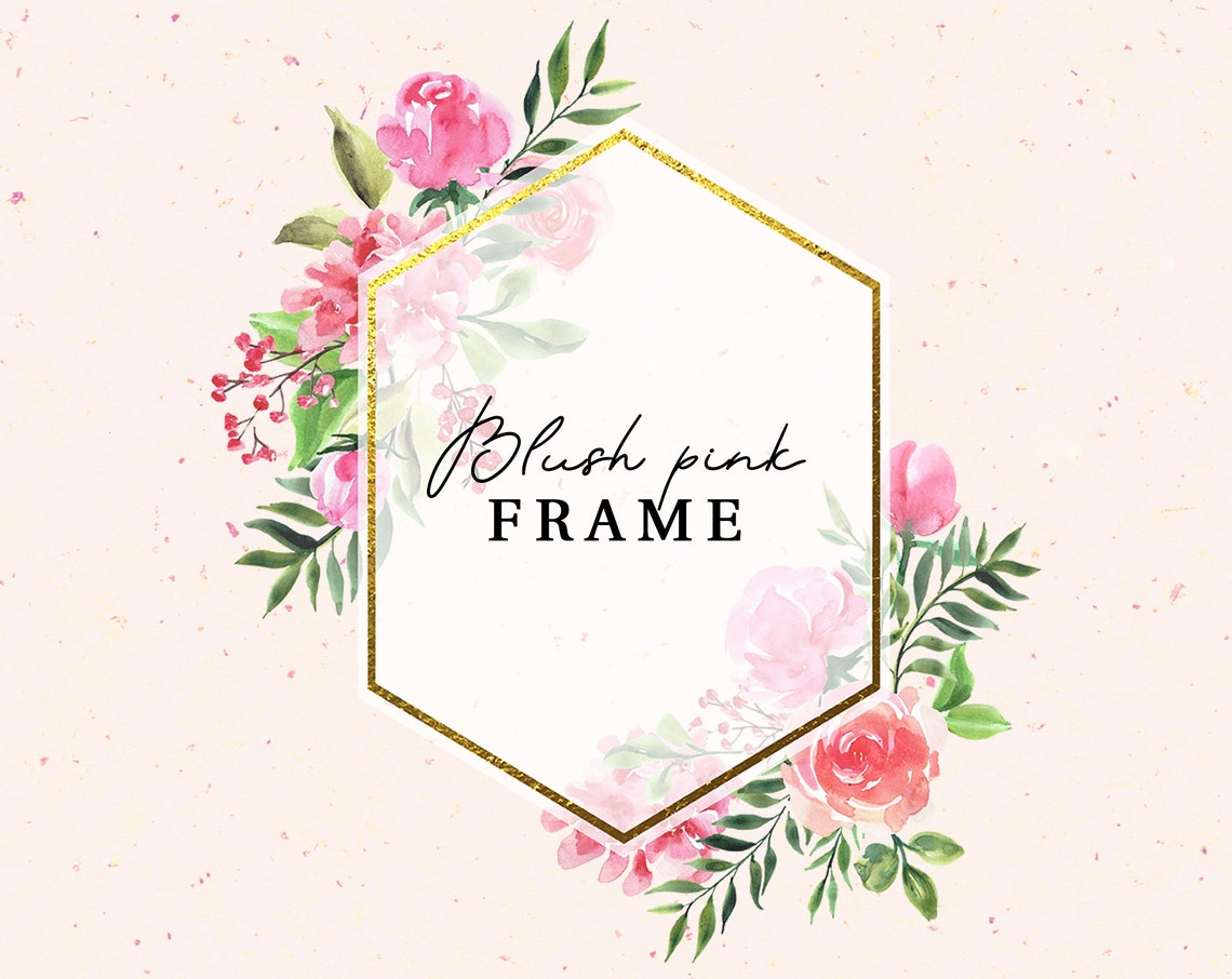 Blush Pink Roses Floral Watercolor Clipart Delicate Gold - Etsy