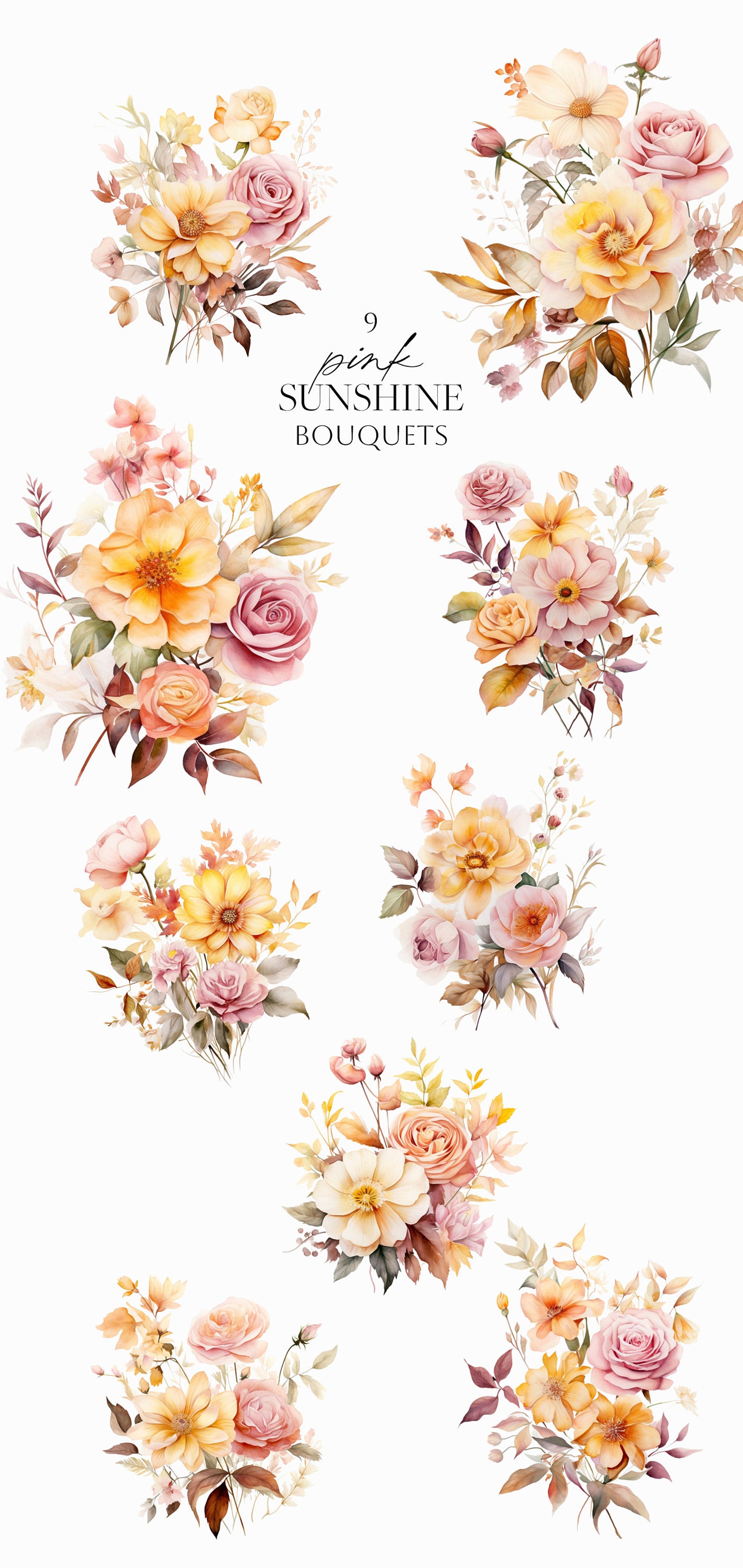 Watercolor Flowers Clipart - Summer Floral Clipart Png - Neutral ...