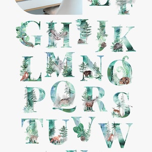 Watercolor Forest Alphabet, Forest Animals Letters, Misty Woodland ...
