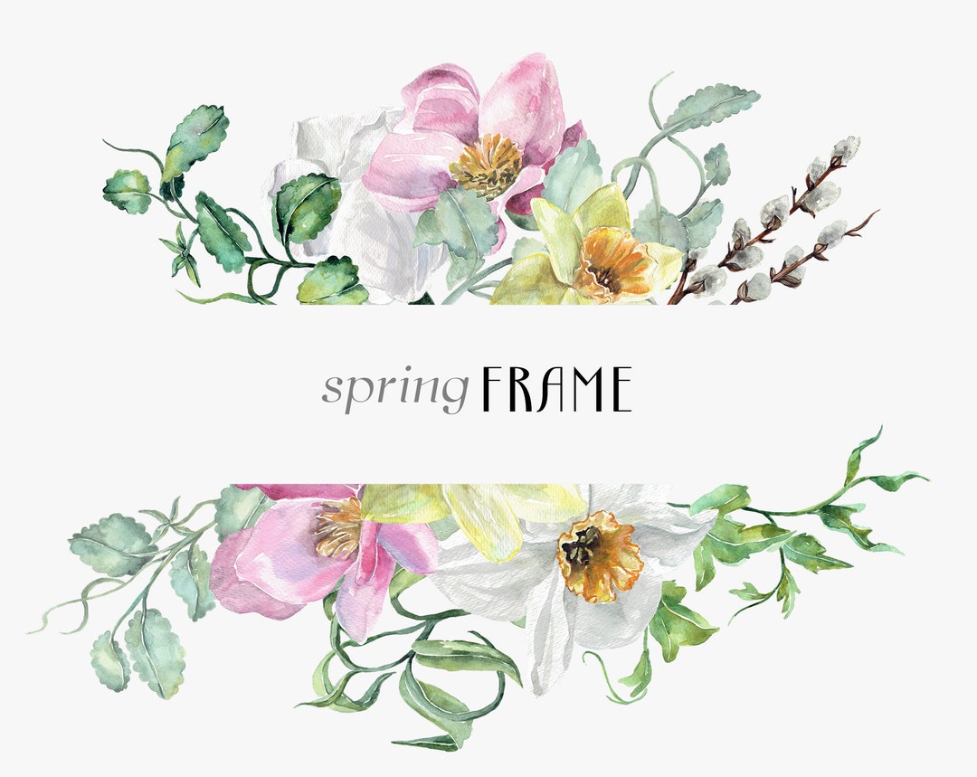 SPRING Floral Frame Clipart, Pastel Watercolor Frames Png, Easter ...