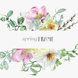 SPRING Floral Frame Clipart, Pastel Watercolor Frames Png, Easter ...