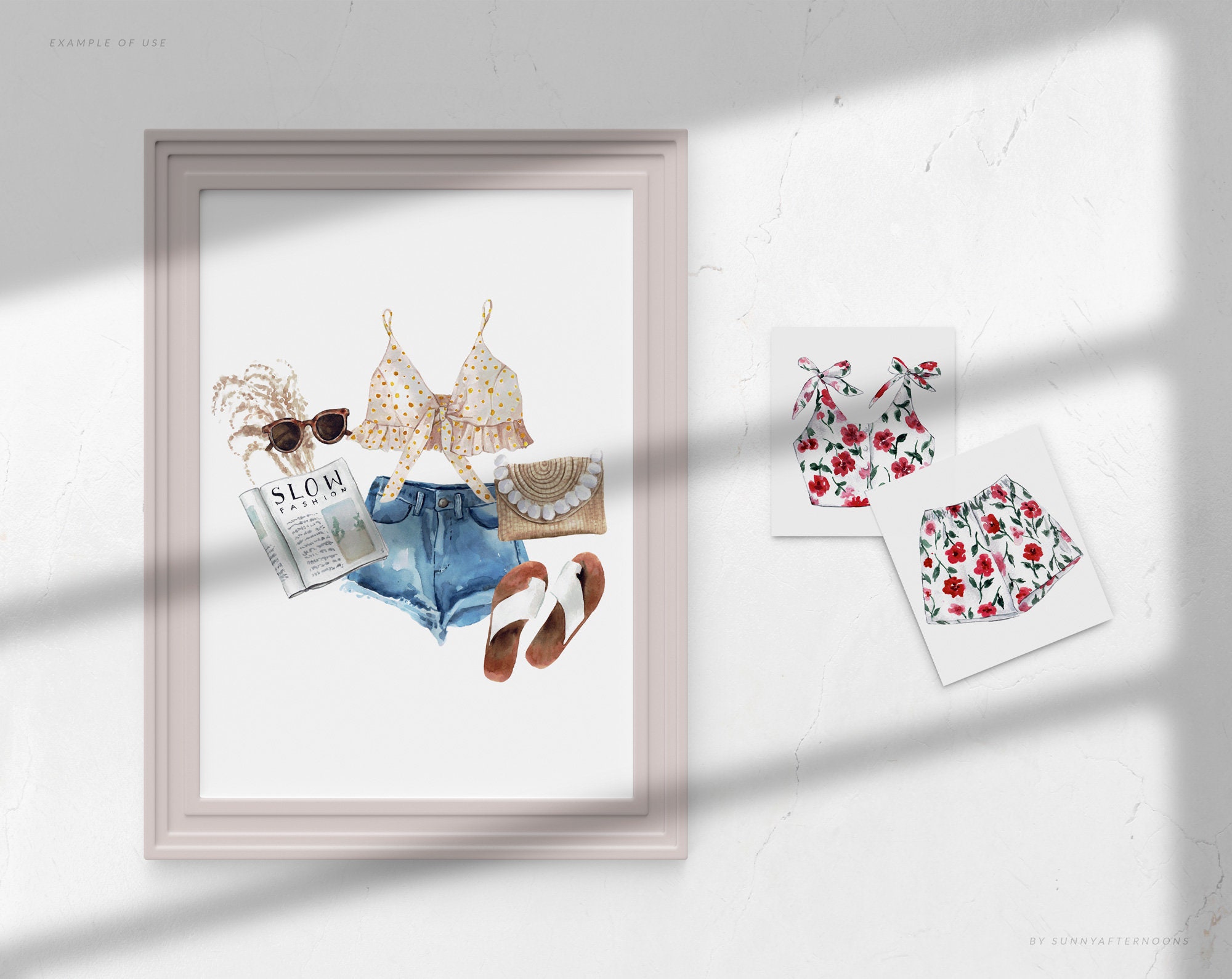 SUMMER Fashion Watercolor Summer Outfits Collection for Blog - Etsy