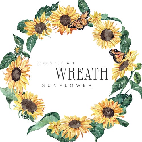 Watercolor Floral Frames Clipart Sunflower Frame Botanical - Etsy