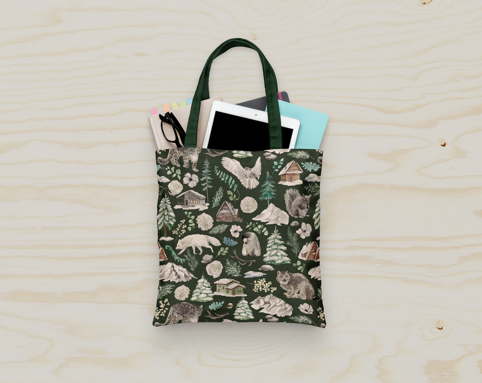 Watercolor Forest Mountain Digital Papers Winter Animal - Etsy