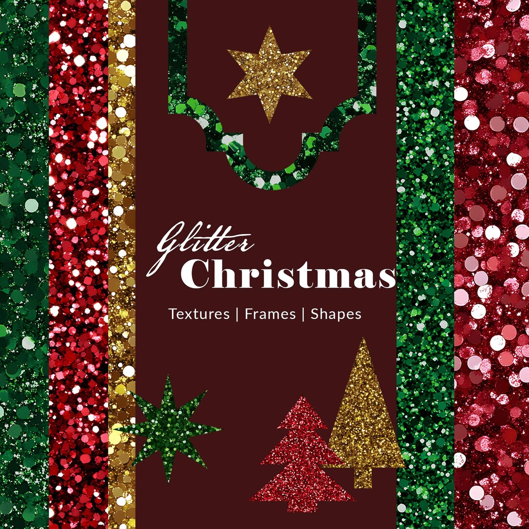 Festive Glitter Digital Paper Pack - Metallic Textures - Sparkly Red ...