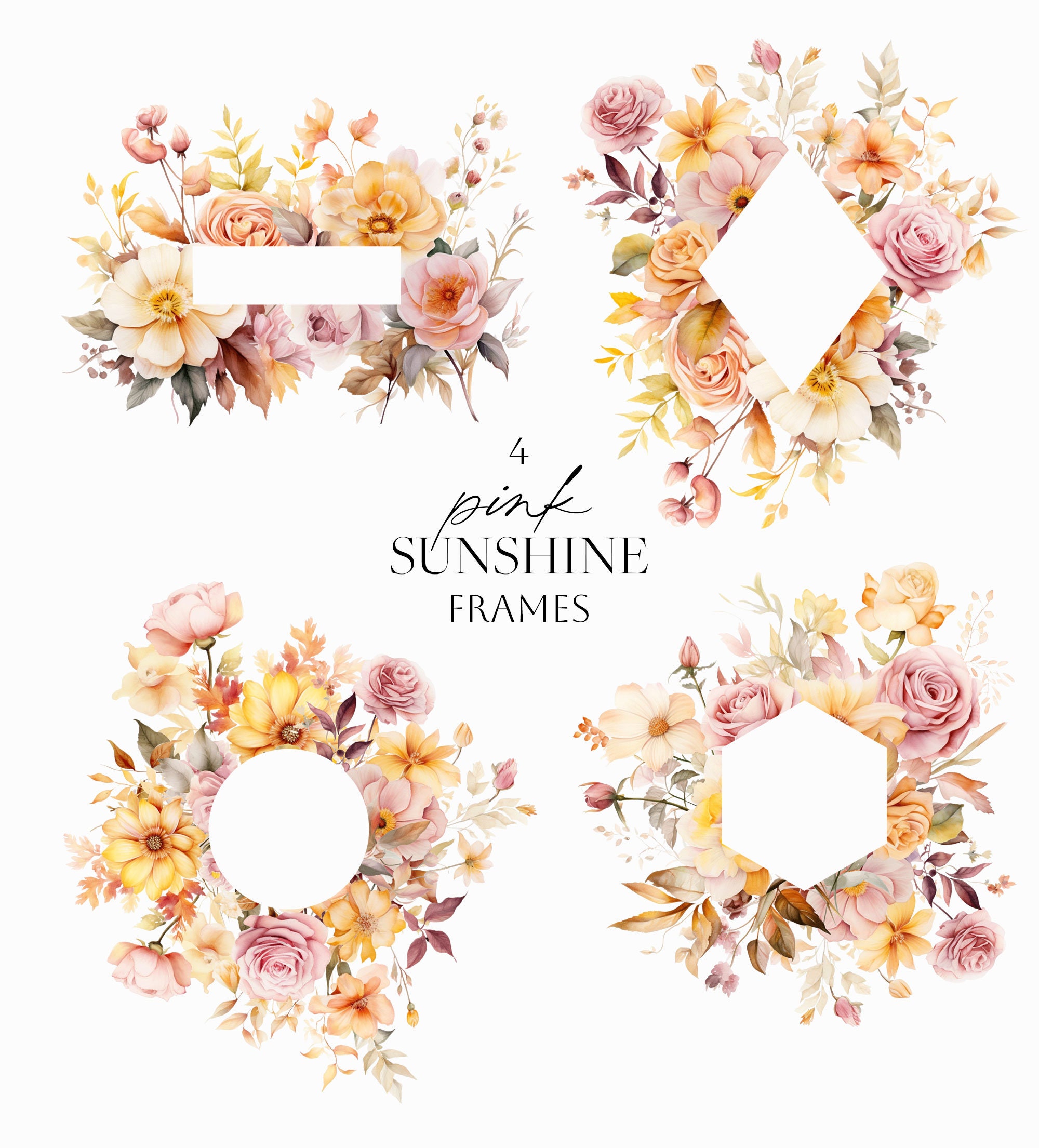 Watercolor Flowers Clipart - Summer Floral Clipart Png - Neutral ...