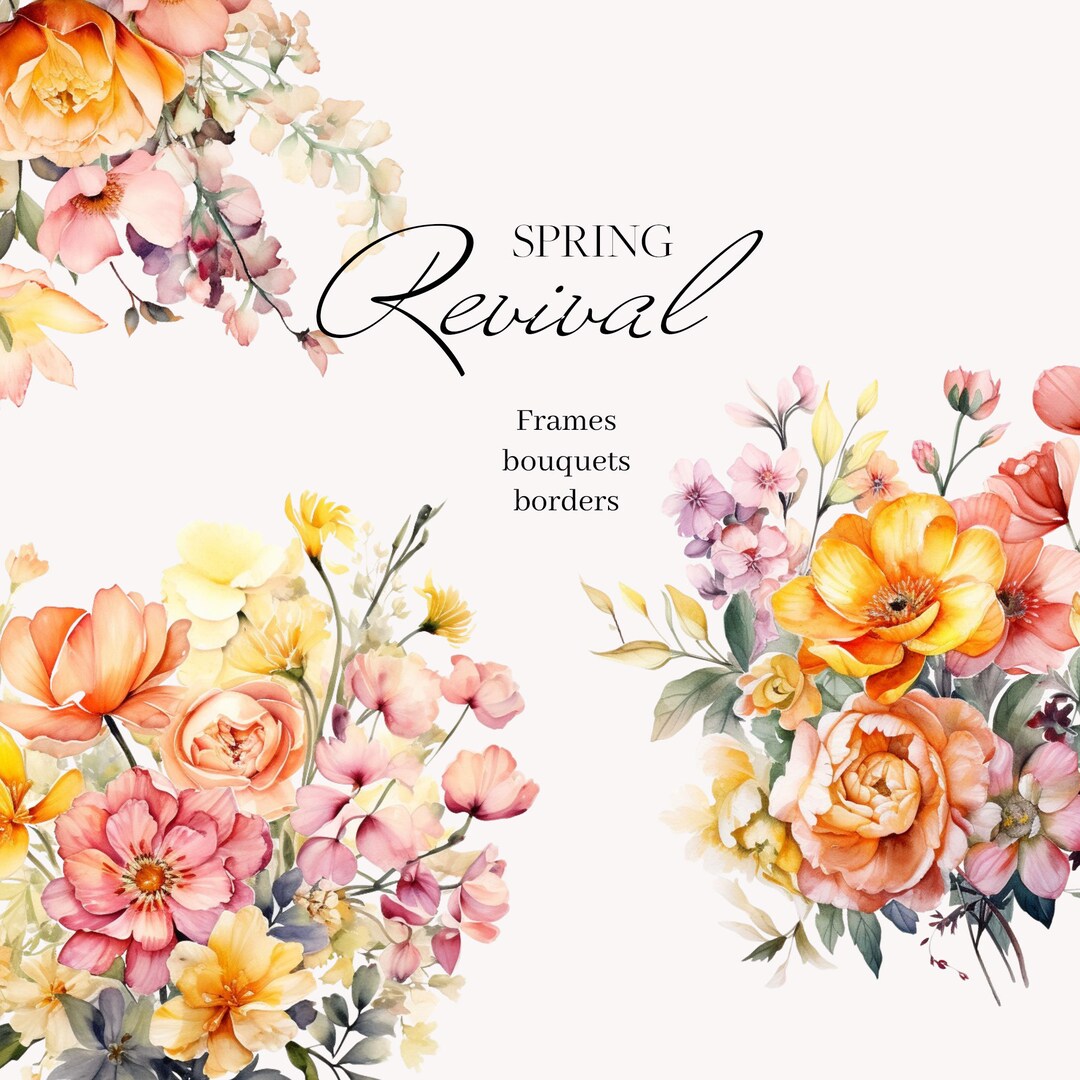 Watercolor Flowers Clipart - Spring Floral Clipart Png - Neutral ...