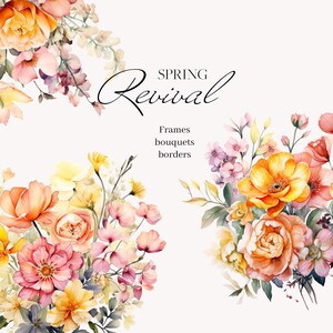 Watercolor Flowers Clipart - Spring Floral Clipart Png - Neutral ...