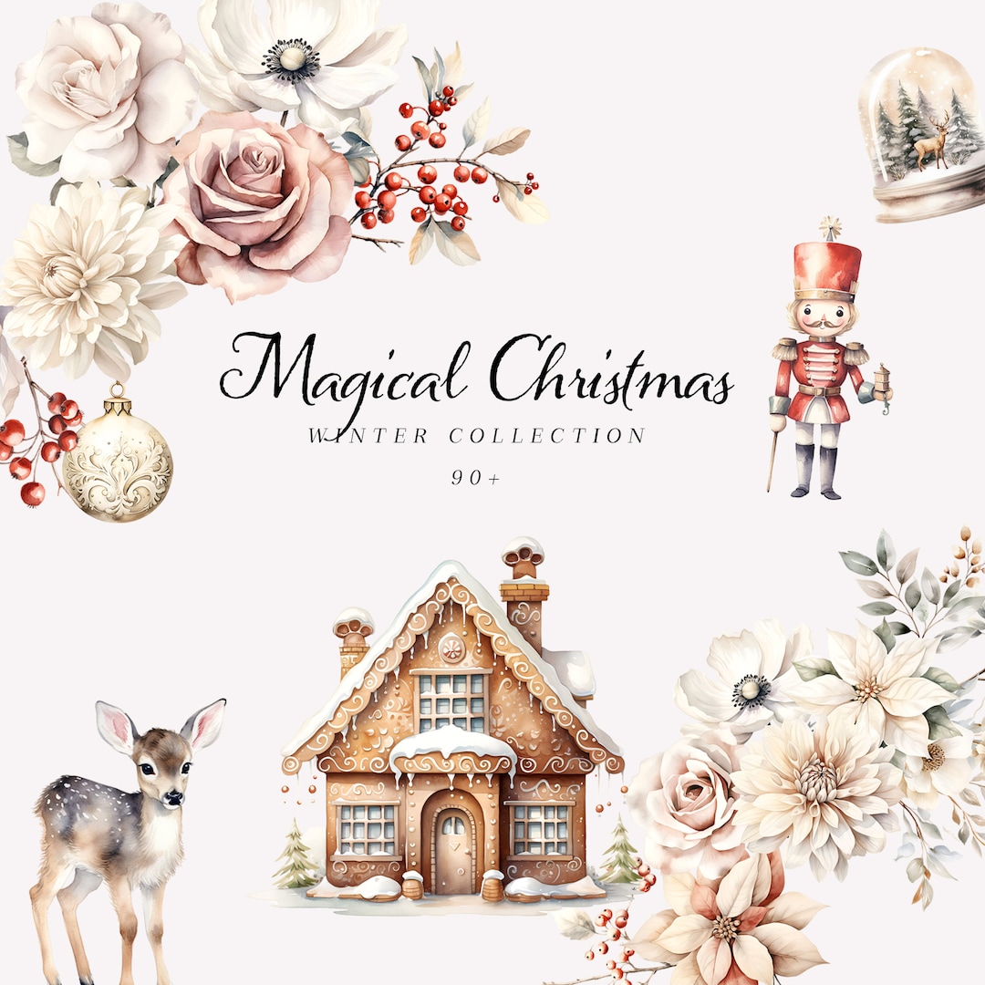Magic of Christmas Clipart - Christmas Watercolor Clipart - Christmas ...