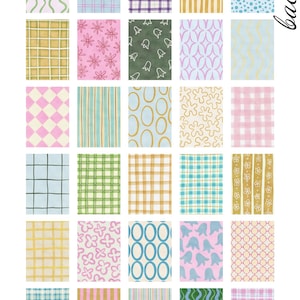 Playful Spring Backgrounds Clipart, Hand-drawn Plaid Textures ...