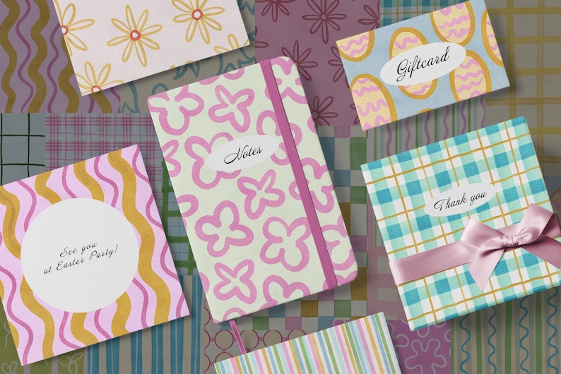 Playful Spring Backgrounds Clipart, Hand-drawn Plaid Textures ...