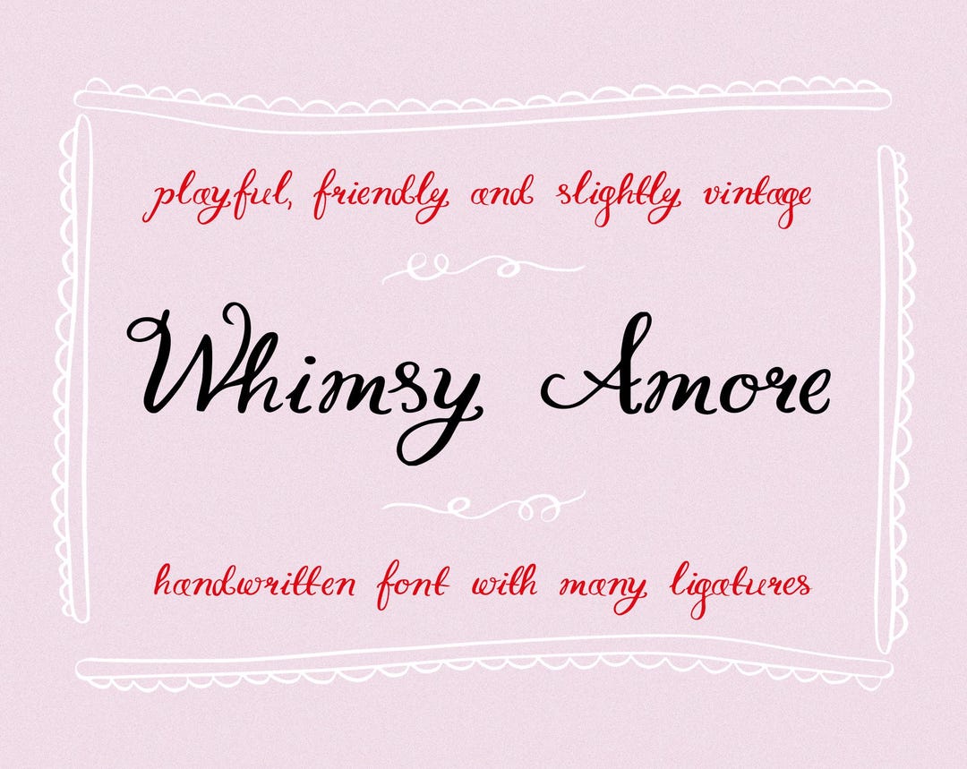 Whimsy Amore Font - Whimsical Handwritten Script With Ligatures ...