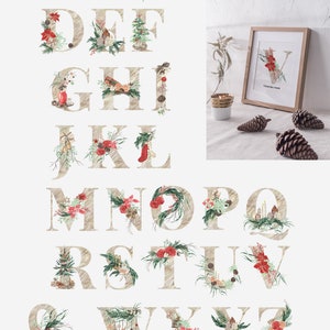Watercolor Christmas Alphabet, Holidays Letters and Numbers Clipart ...
