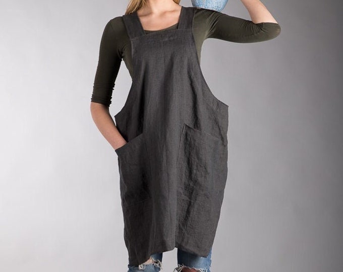 Linen Aprons Handmade Japanese Apron Artisan Cross Over Apron Washed ...