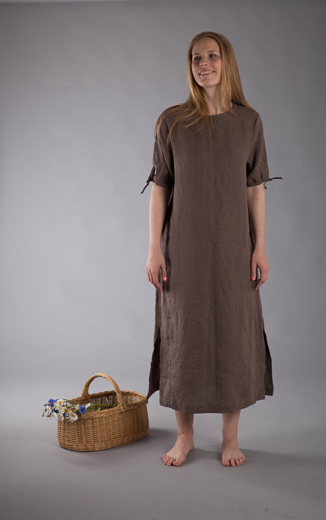 Long Linentunic, Womens Linen Caftan Washed Linen Summer Kaftan Short ...
