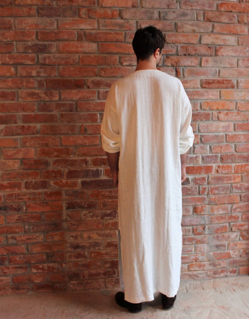 Linen Kaftan White Mens Kaftan Loungewear Long Shirt Homewear - Etsy