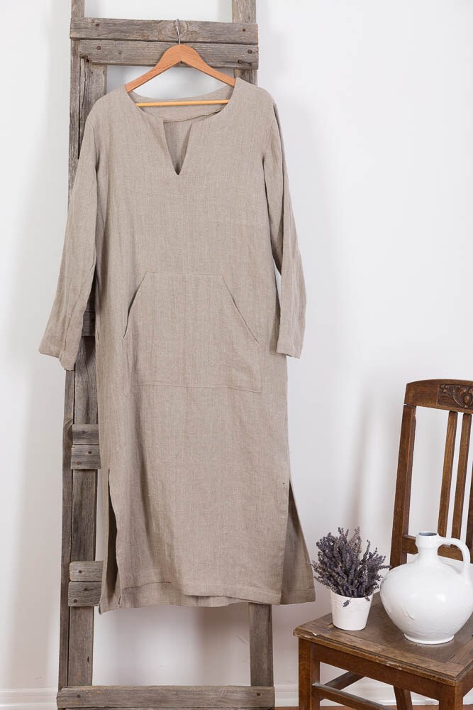 Linen Kaftan Womens Long Linen Robe Washed Linen Caftan Long | Etsy