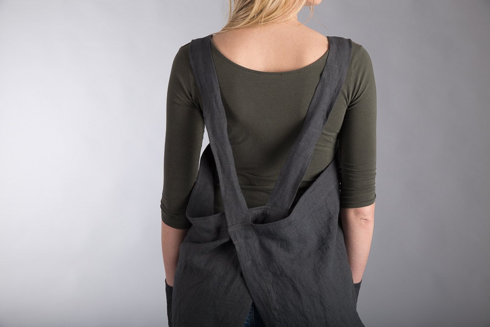 Japanese Linen Apron Linen Artisan Cross Over Apron Washed | Etsy